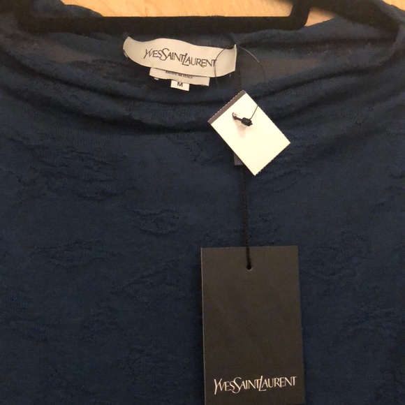 Yves Saint Laurent | Tops | Ysl Brand New With Tags Blue Long Sleeve ...